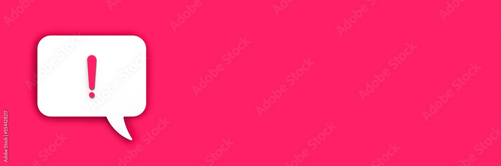 red exclamation mark on a white message board. Alarm signal in the ...
