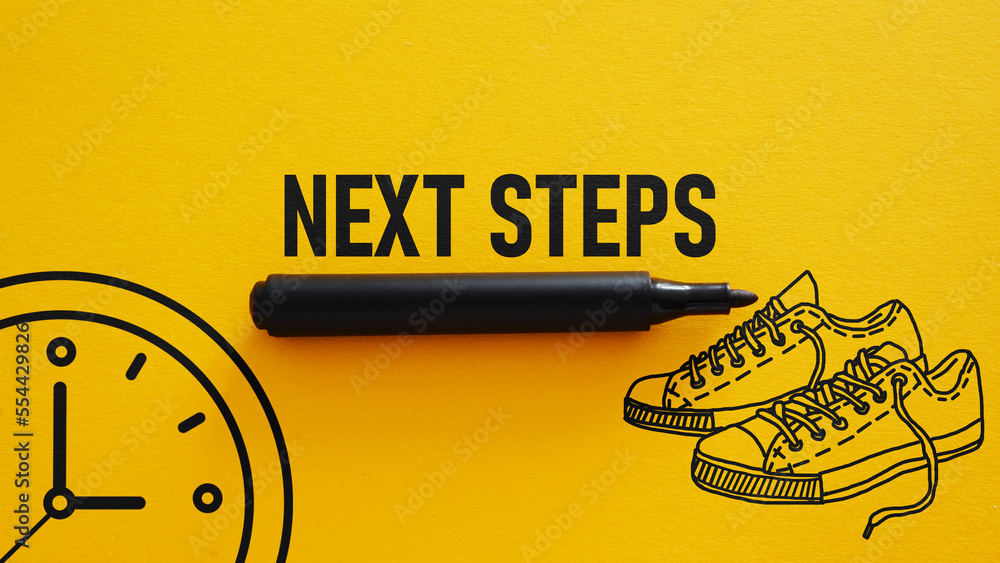 Next steps are shown using the text and picture of sneakers Stock Photo ...