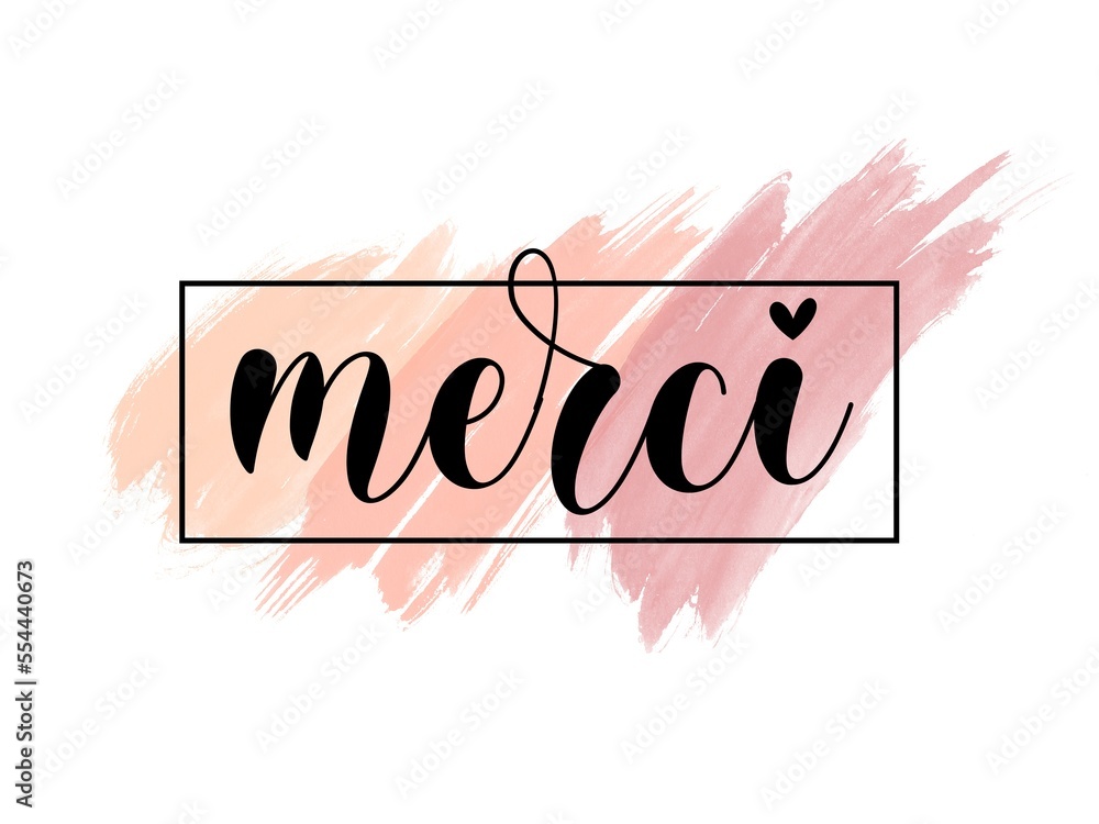 Merci Card. Hand Written Lettering for Title, Heading, Photo Overlay ...