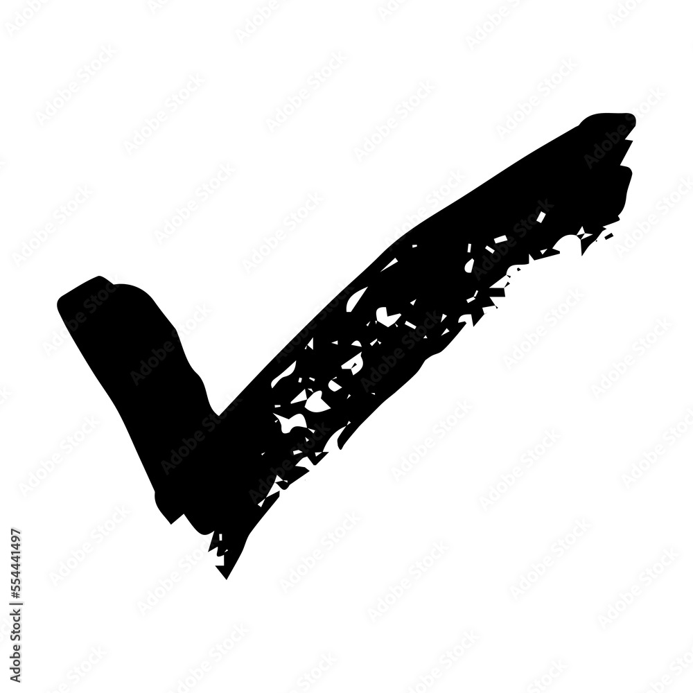 Hand drawn check mark illustration. Marker right sign clipart. Ink ...