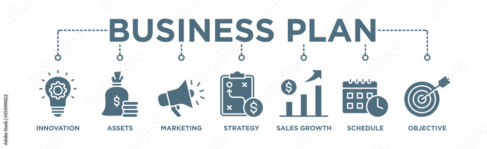 Business plan banner web icon vector illustration concept with icon of ...