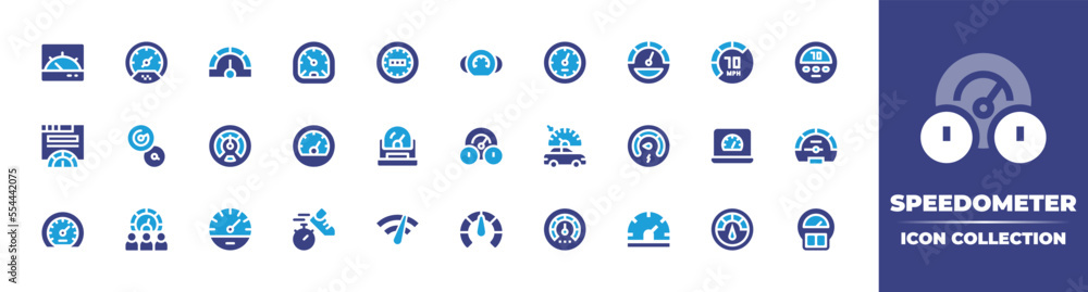 Speedometer icon collection. Vector illustration. Containing ...