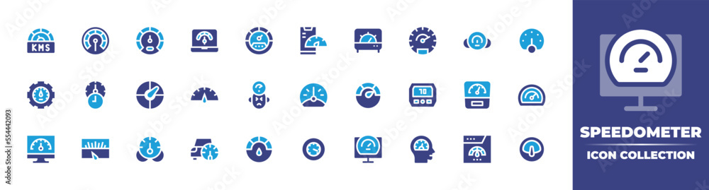 Speedometer icon collection. Vector illustration. Containing ...