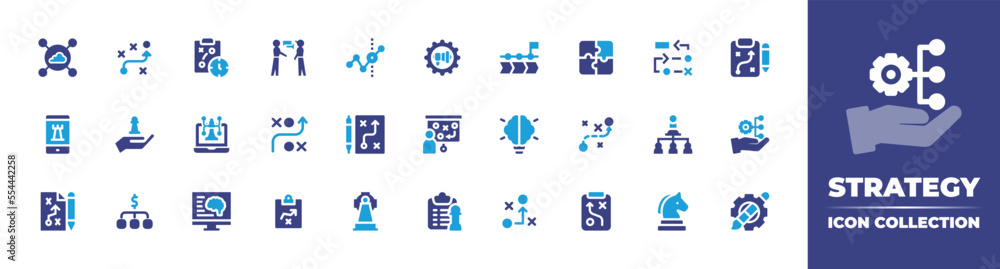 Strategy icon collection. Vector illustration. Containing digital ...