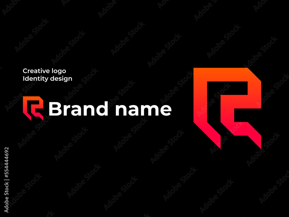 Gradient vector logo with initial r letter mark brand identity design ...