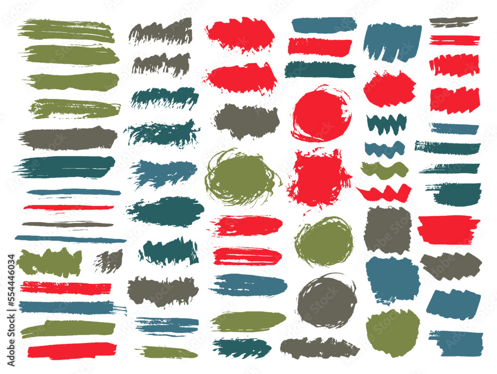 Acrylic mud daub vector batch. Hand drawn inkblot streak modern ...