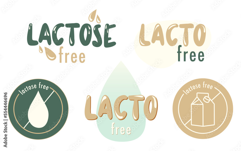 Lactose free emblem, sticker, print, sign. Dairy products free. Drop ...