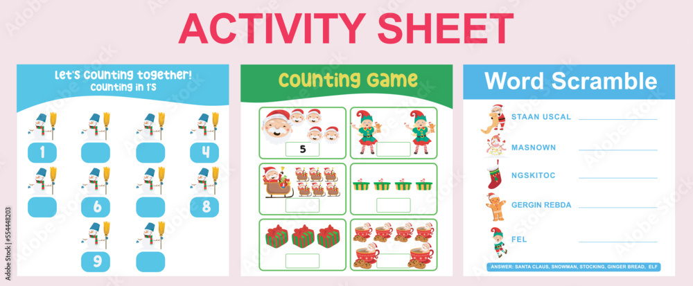 3 in 1 Activity Sheet for children. Educational printable worksheet for ...