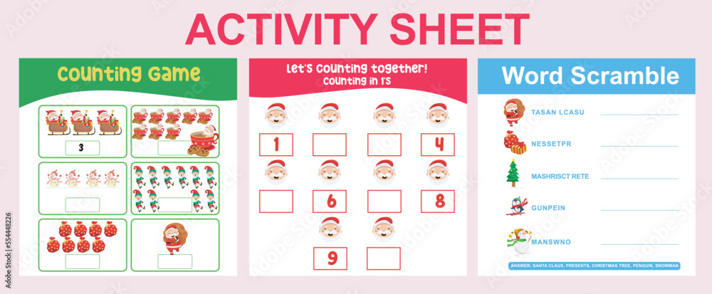 3 in 1 Activity Sheet for children. Educational printable worksheet for ...