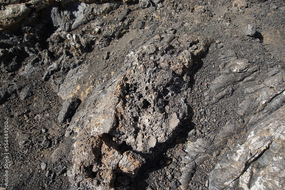 Different shapes of volcanic lava which solidified on Lanzarote Island ...