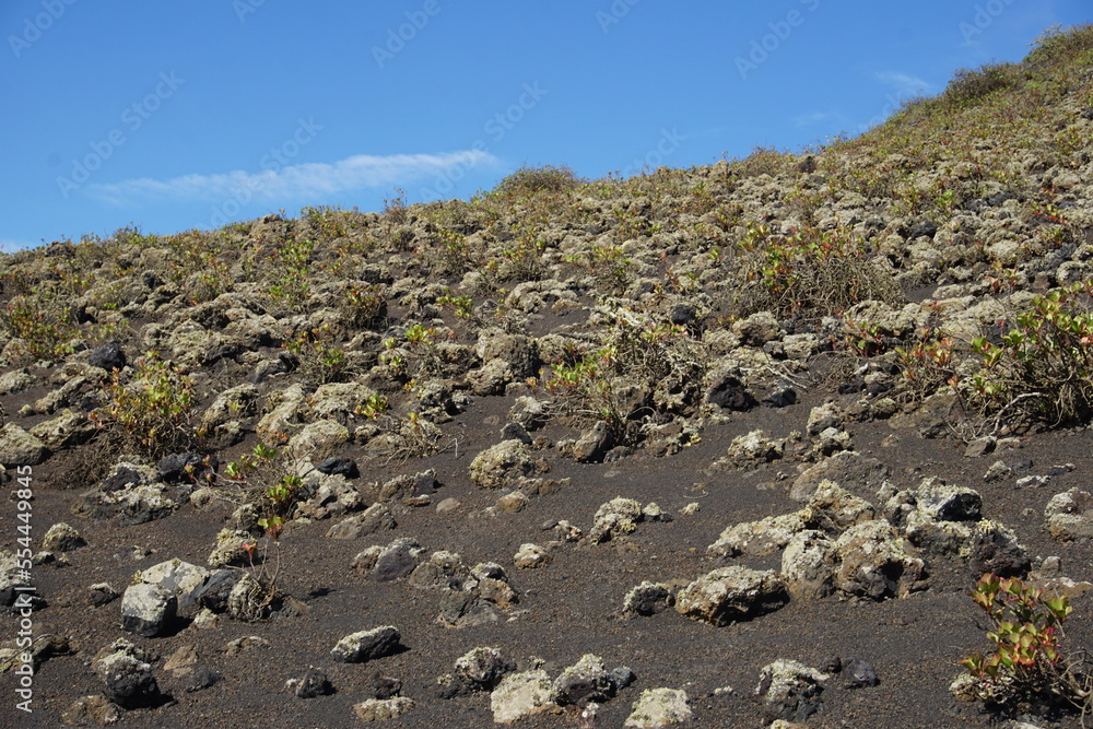 Foto de Volcanic landscapes of Lanzarote. Solidified lava, lava chimney ...