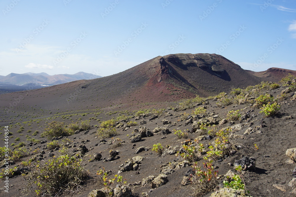 Volcanic landscapes of Lanzarote. Solidified lava, lava chimney, lava ...