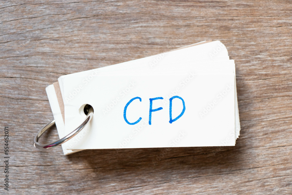 Flash card with handwriting in word CFD (Abbreviation of Contract for ...