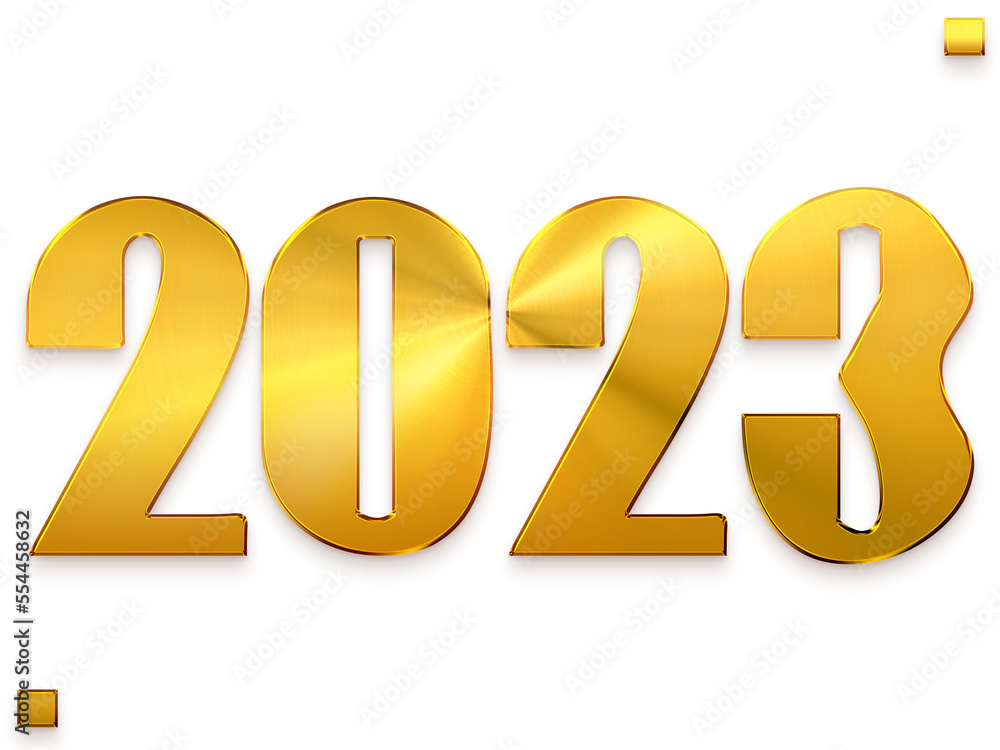 2023 Numbers in Gold Gradient Bold Calligraphy Transparent PNG Text ...
