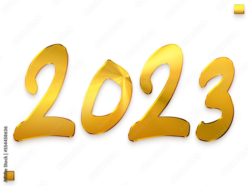 ภาพประกอบสต็อก 2023 Numbers in Gold Gradient Bold Alphabetical ...