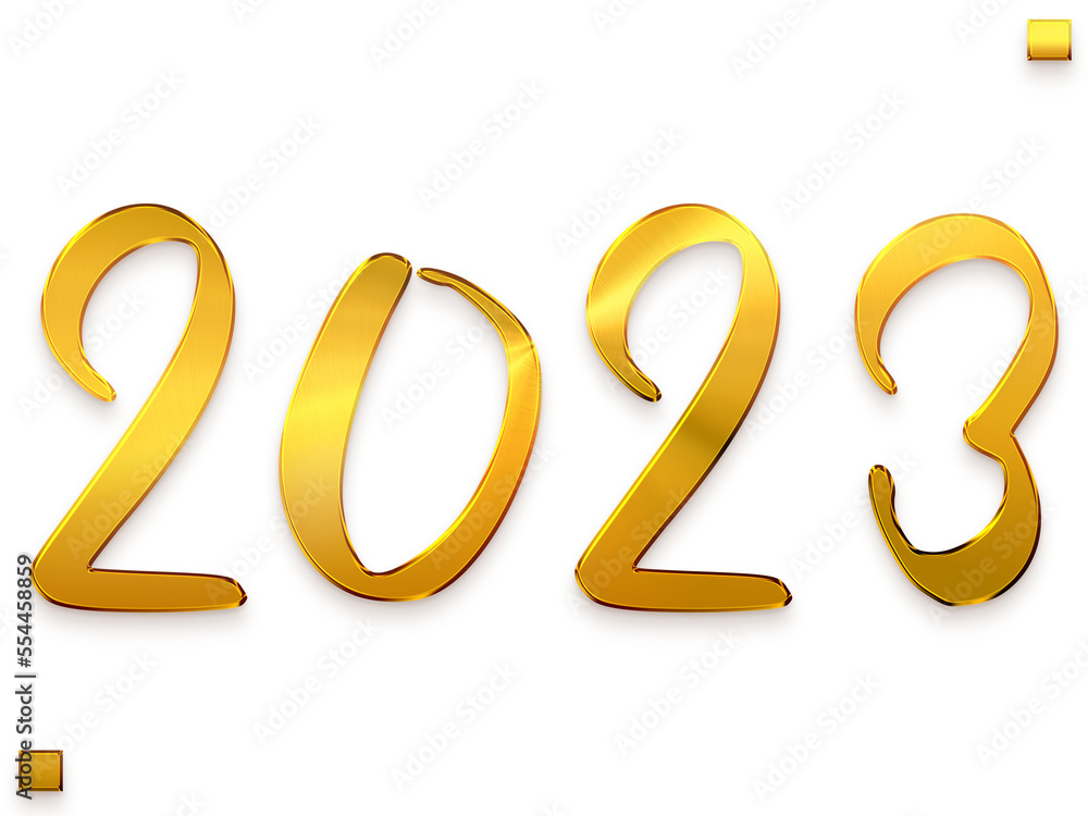 2023 Numbers in Gold Gradient Transparent PNG Text Stock Illustration ...