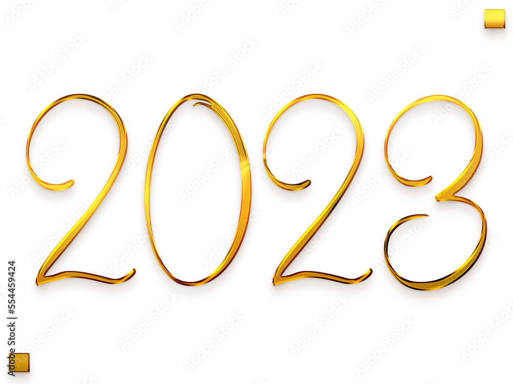 2023 Transparent PNG Cursive Typography Golden Text Stock Illustration ...
