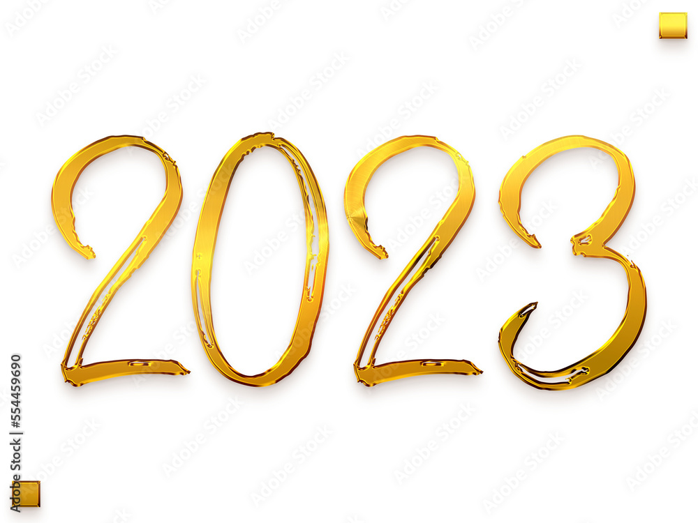 2023 Numbers in Transparent PNG Elegant Gold Typography Minimalistic ...