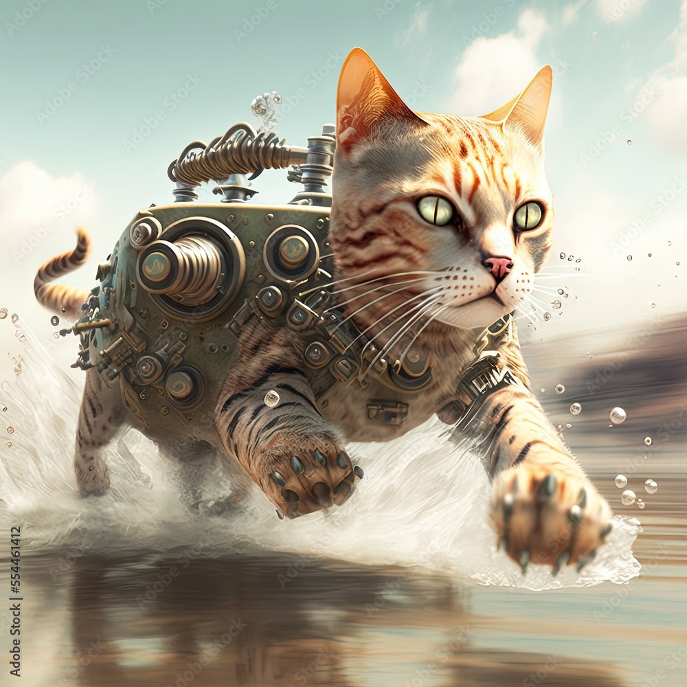 Robot cat, Futuristic knight, mechanical robot warrior, future warrior ...