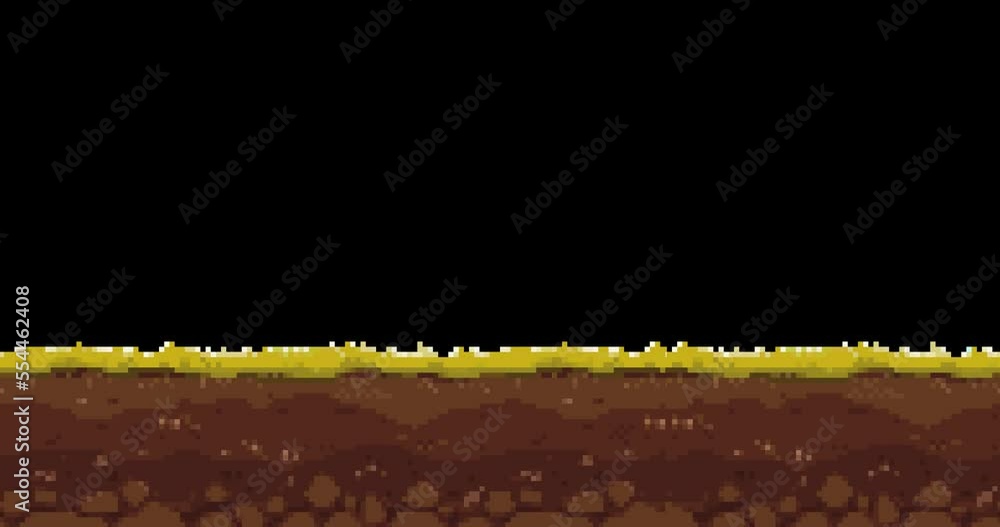 Animation of old style pixel game. Alpha channel. Pixel art game ...