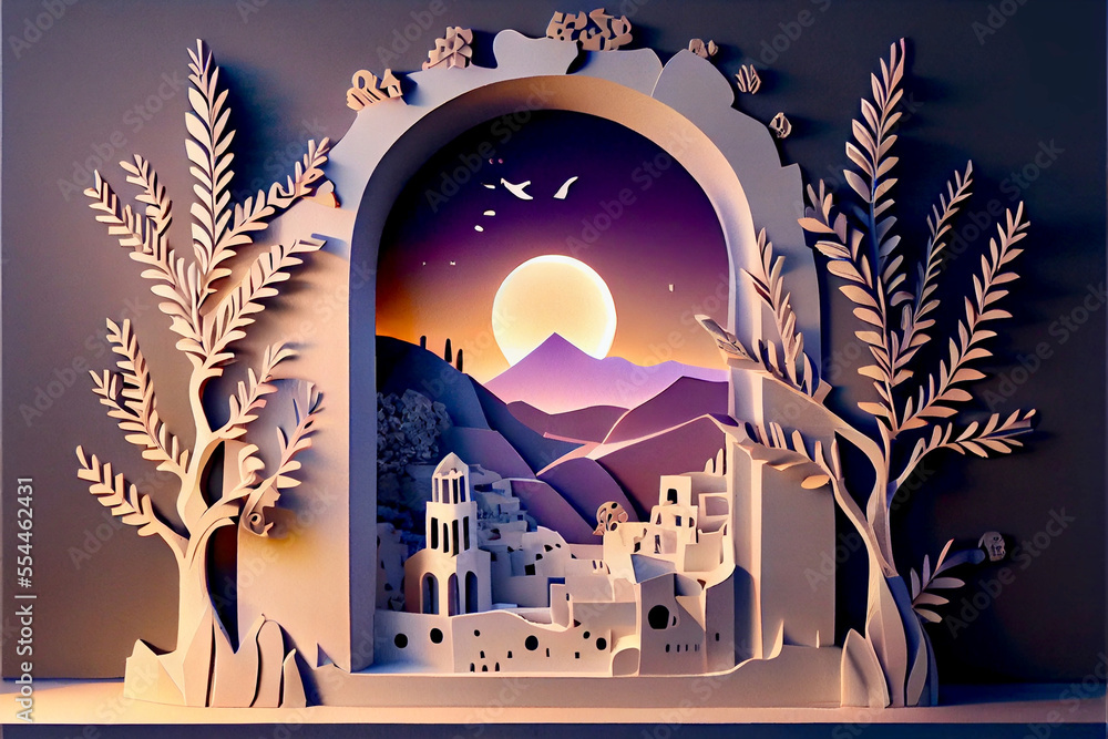 Generative AI render of paper art Stock Illustration | Adobe Stock