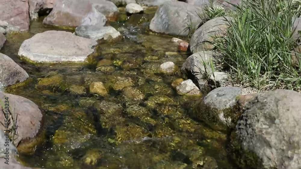 The river flows on the rocks. Stones in the water. Landscape design ...