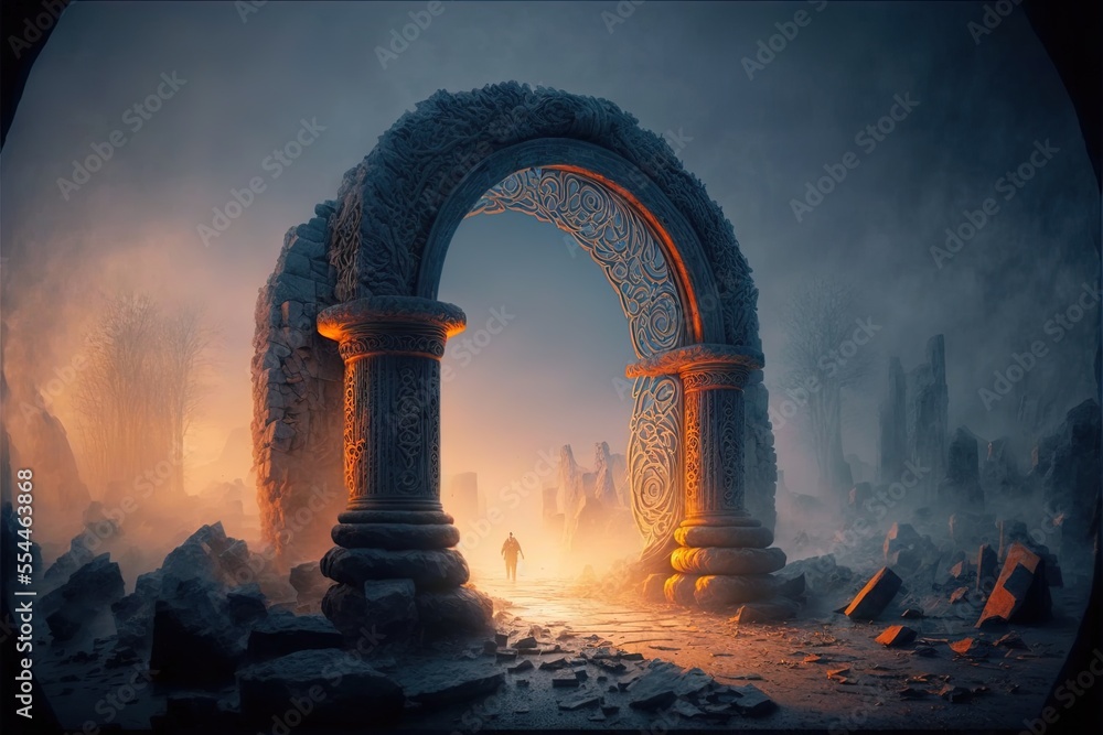 Ancient arch and pillars. portal to another world, magical, ancient ...
