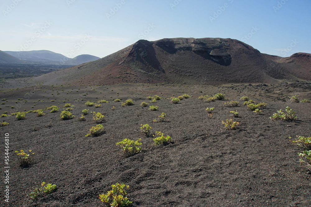 Volcanic landscapes of Lanzarote. Solidified lava, lava chimney, lava ...