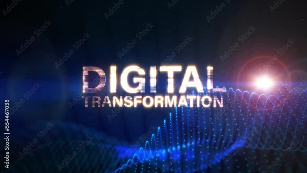 Digital Transformation text abstract science technology futuristic 3D ...