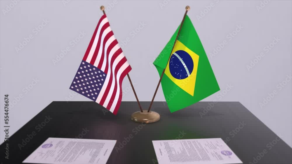 Brazil and USA at the negotiating table, a diplomatic deal. Business ...