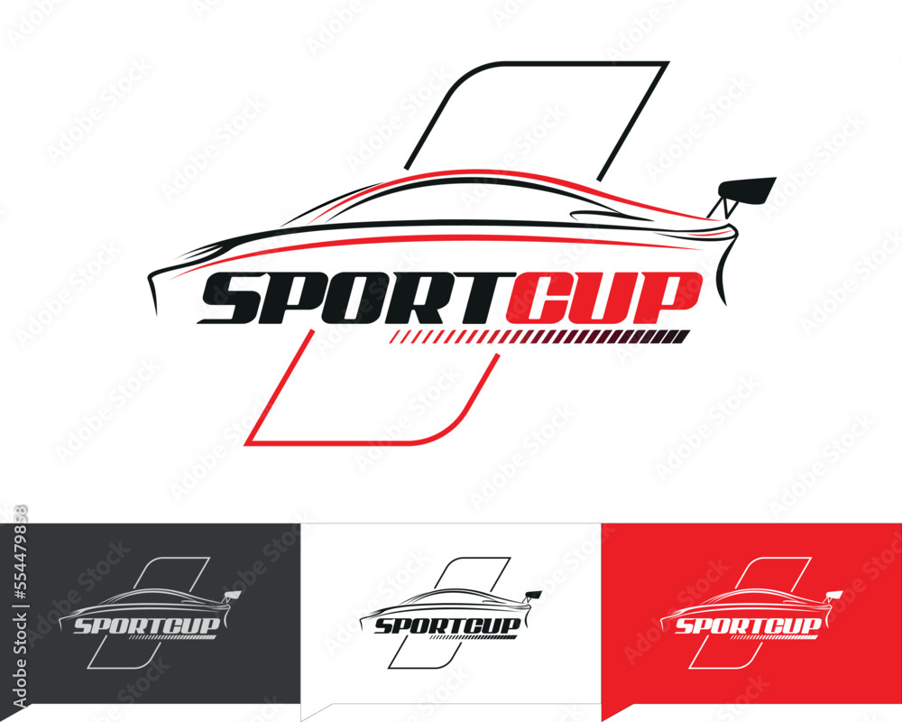 Sport Cup Concept Car with Race Details Logo design in Black and Red ...