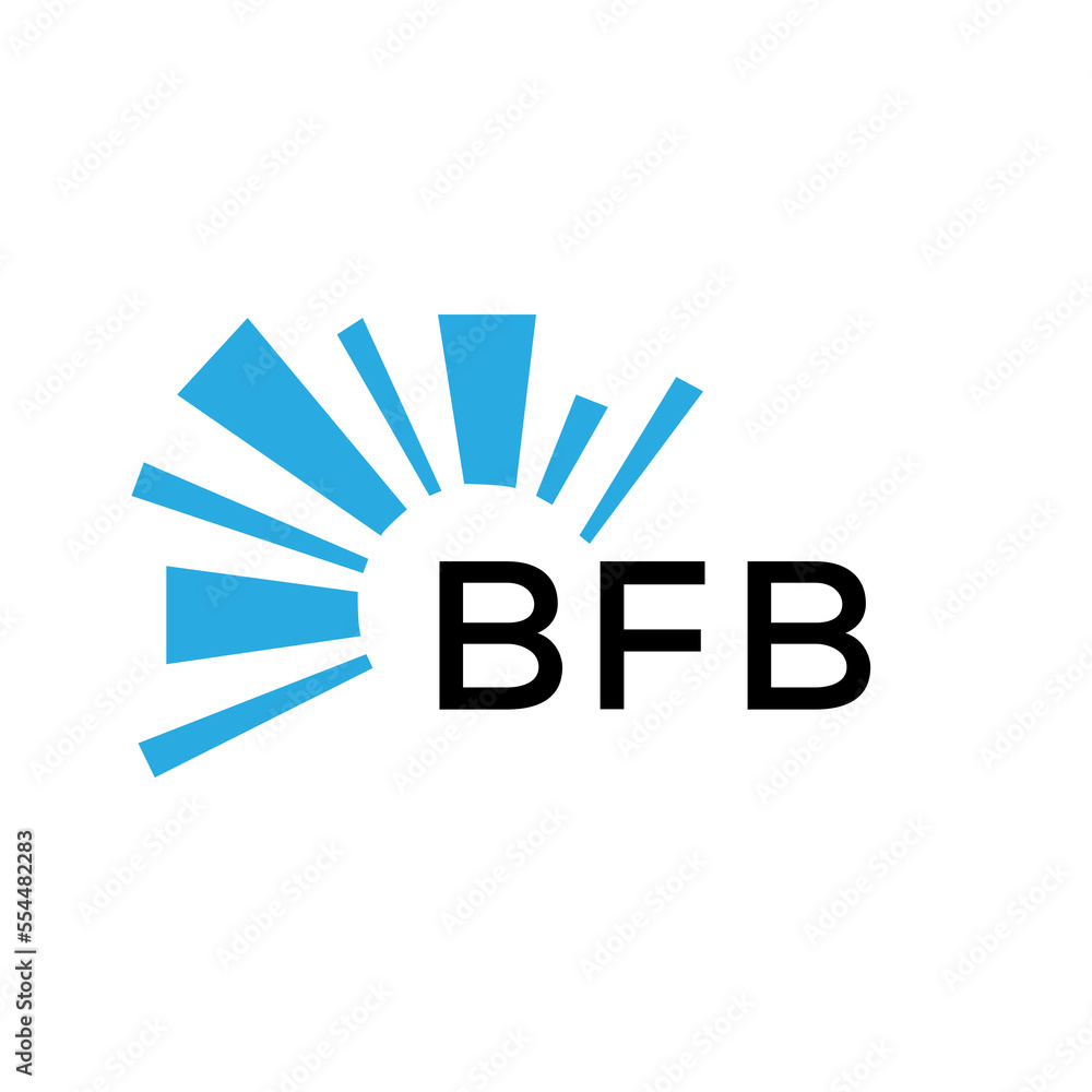 BFB letter logo. BFB blue image on white background and black letter ...