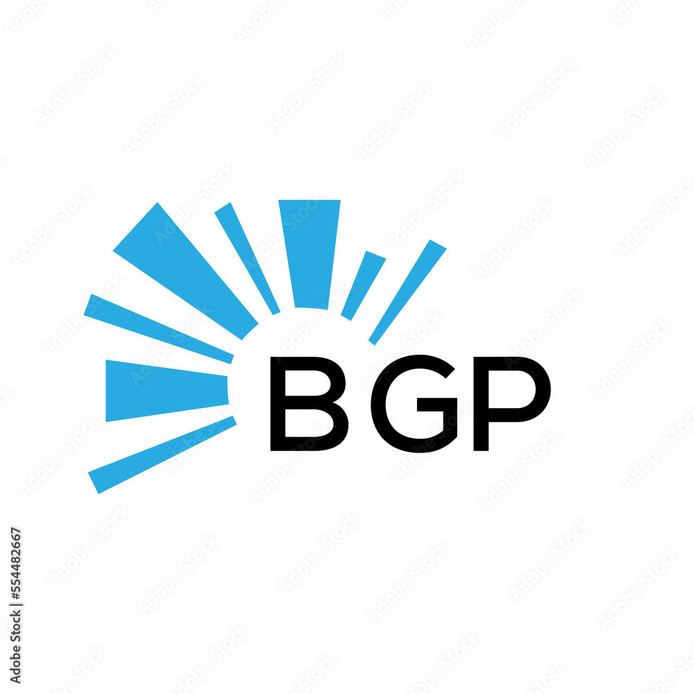 BGP letter logo. BGP blue image on white background and black letter ...