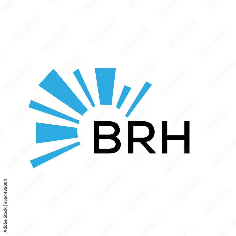 BRH letter logo. BRH blue image on white background and black letter ...