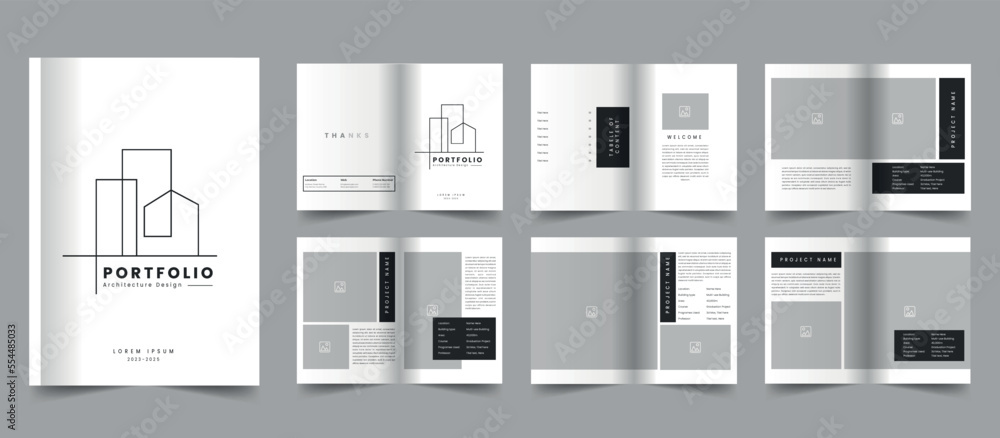Architecture portfolio template and brochure layout Stock Vector ...