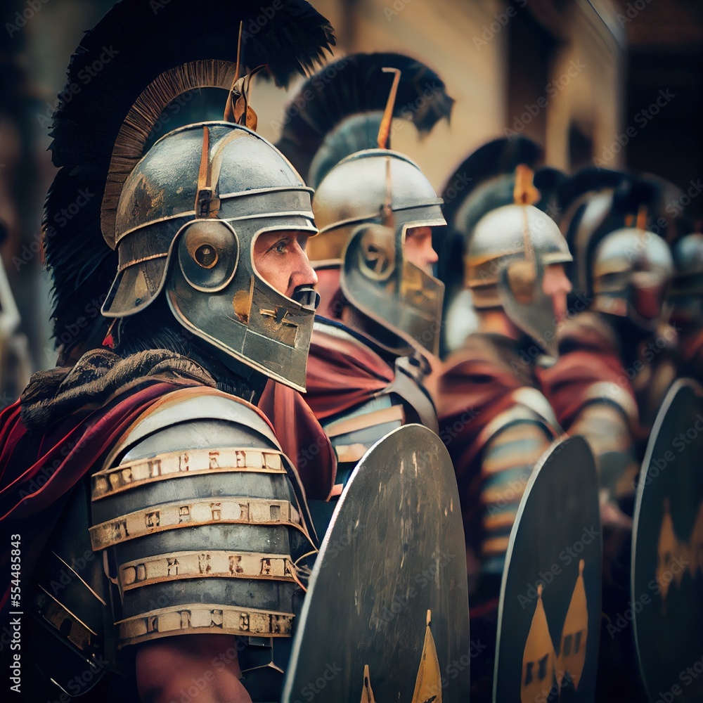 The Roman ancient army is preparing for battle. A formation of Roman ...