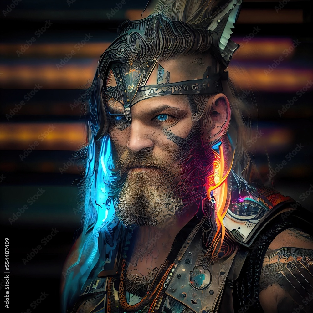 Portrait of an ancient barbarian warrior. The concept of an ancient ...