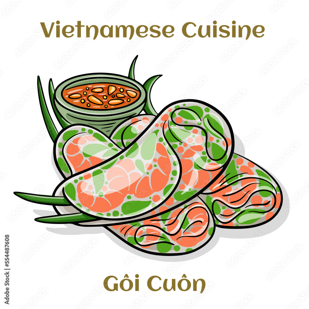 Goi Cuon Vietnamese Street Food Roll That Delicious Wrapped From Shrimp Pork Vegetables