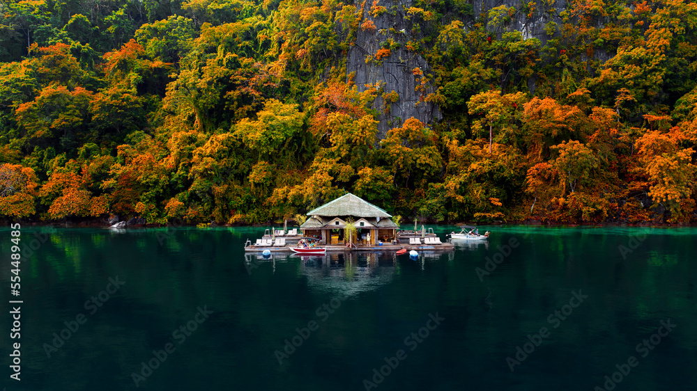 Mysterious Houseboat Place With Turquoise Water & Sea - Autumn ...