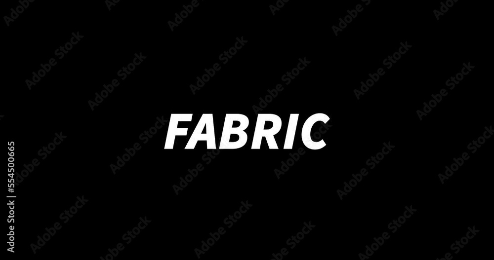 FABRIC text animation on black background. Modern text animation ...