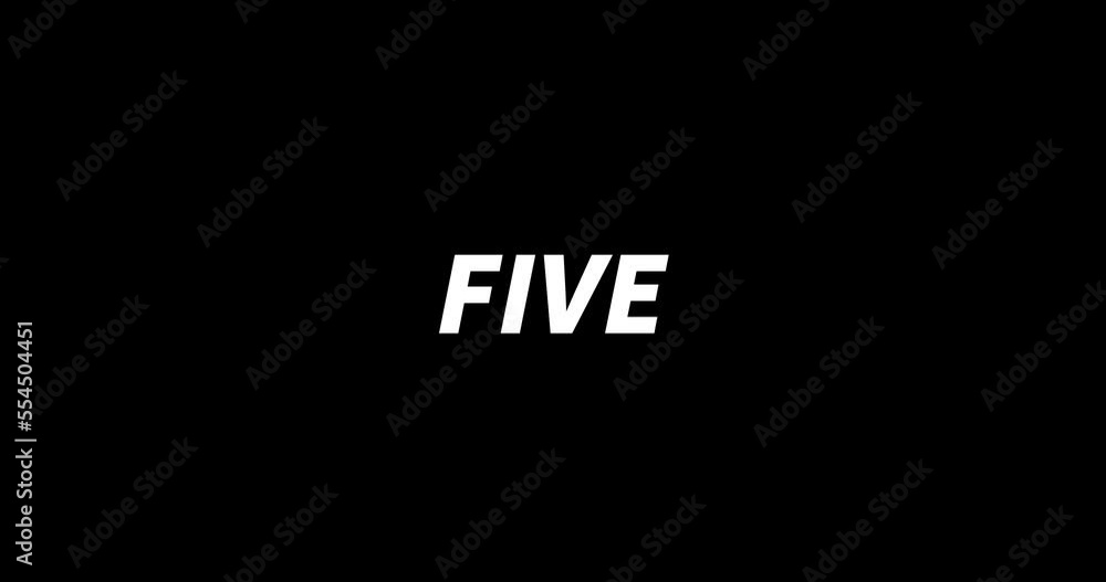 FIVE text animation on black background. Modern text animation, written ...