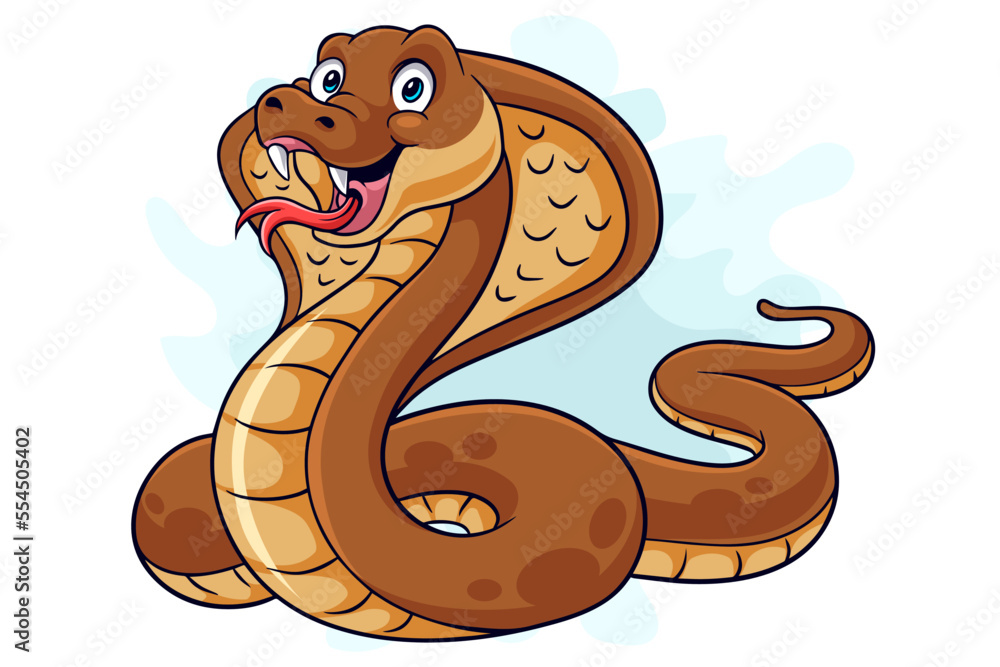 Cartoon funny cobra snake isolated on white background Stock Vector ...