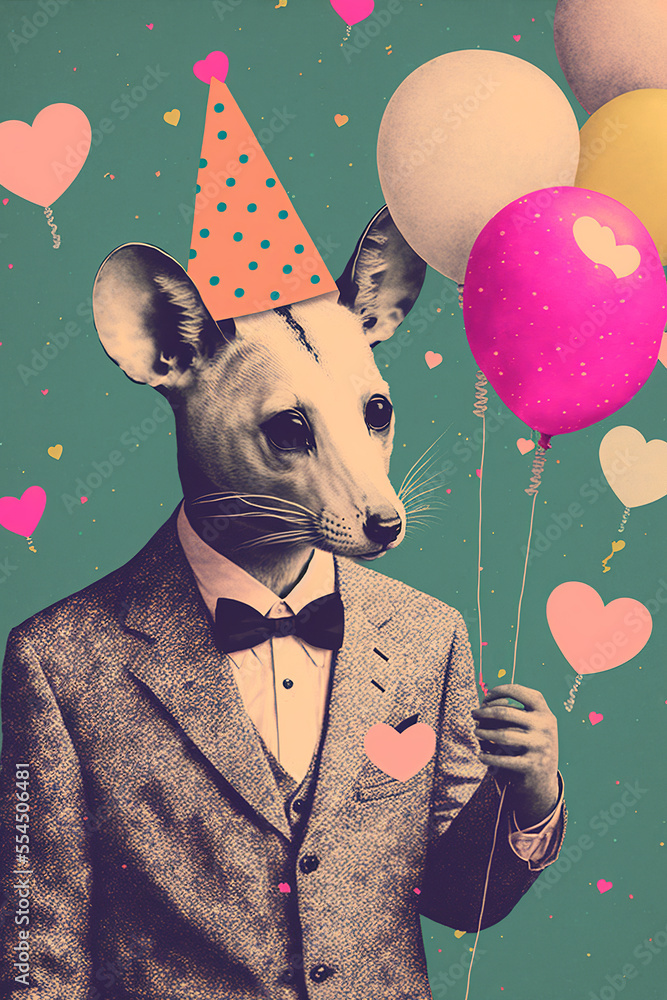 Ilustração do Stock: Party possum, surreal mixed media collage with a ...