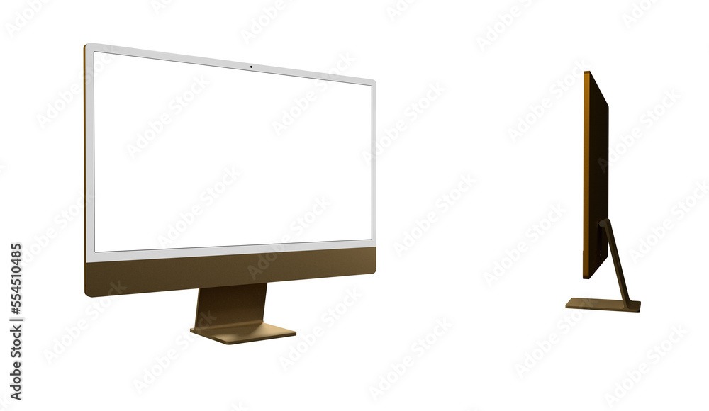 Computer monitor display with empty screen isolated on transparent ...