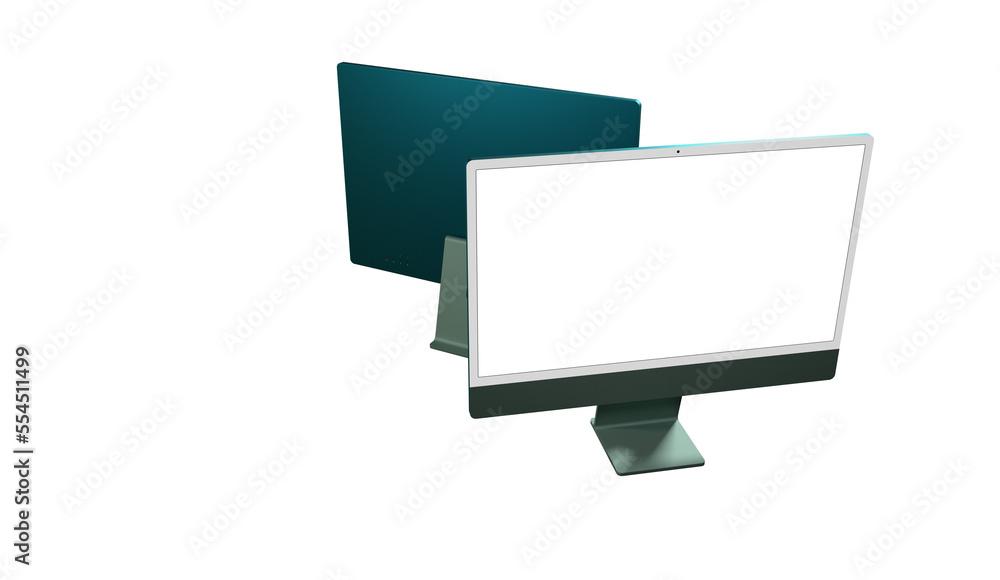Computer monitor display with empty screen isolated on transparent ...
