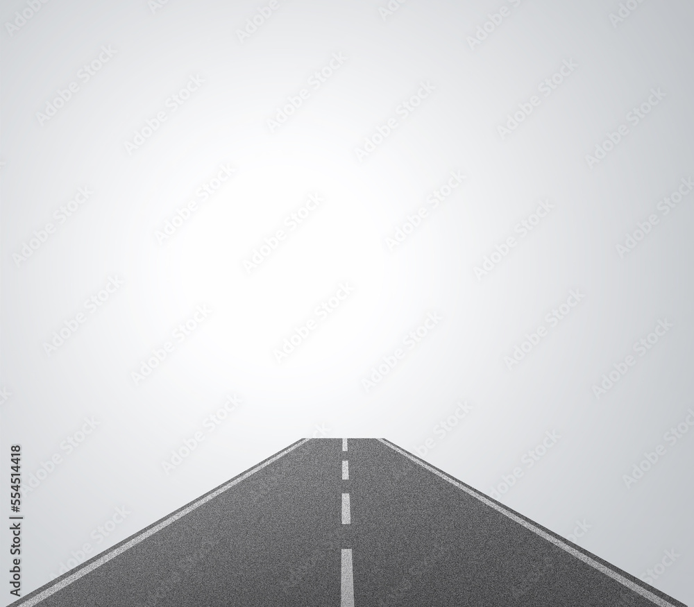 3d straight road with realistic surface and lines isolated on white ...