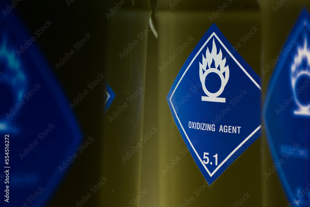 Oxidizing symbol on the chemical product, hazardous chemicals in the ...
