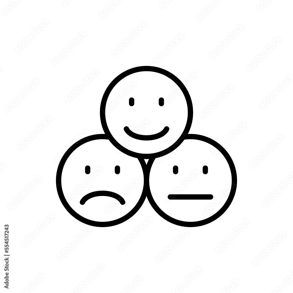 Happy, neutral and sad emoji icon. Icon set vector illustration in ...