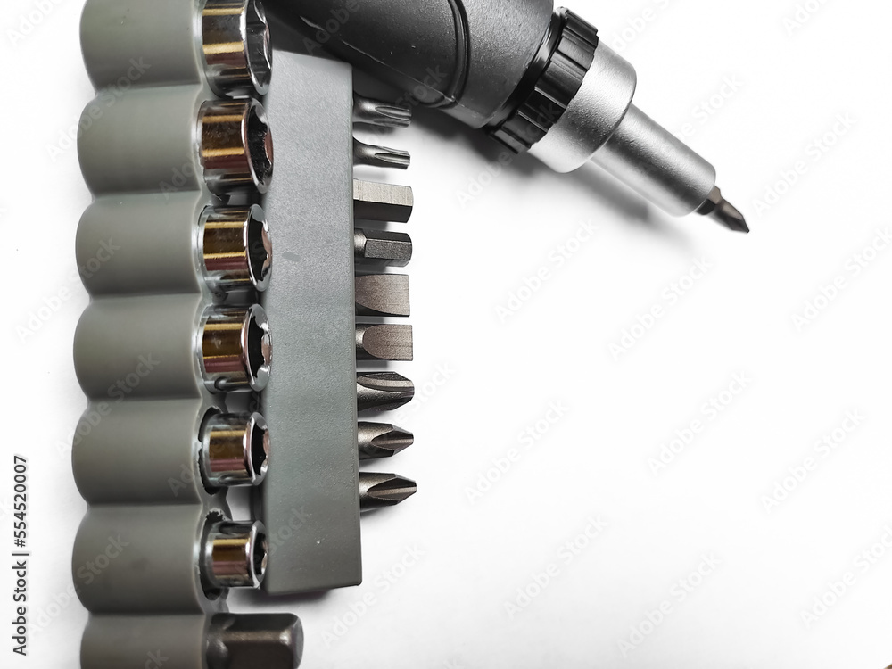 Screwdrivers isolated on white background. Interchangeable screwdriver ...
