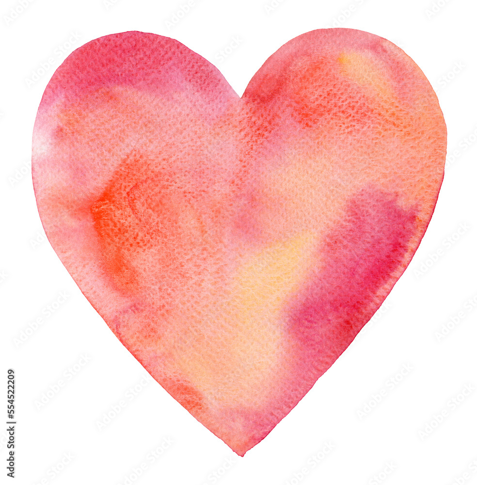 Watercolor red heart shape painting on Png tranparent background. Stock ...